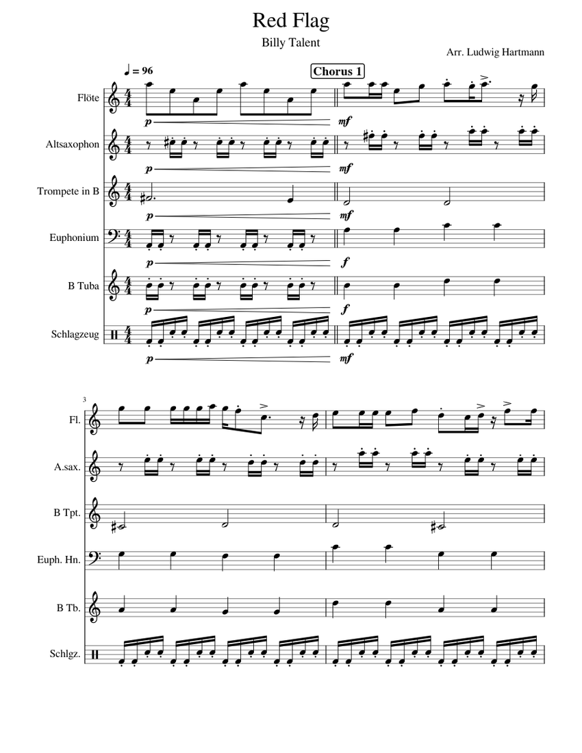 Red flag – Billy Talent Red Flag amoll original Sheet music for ...