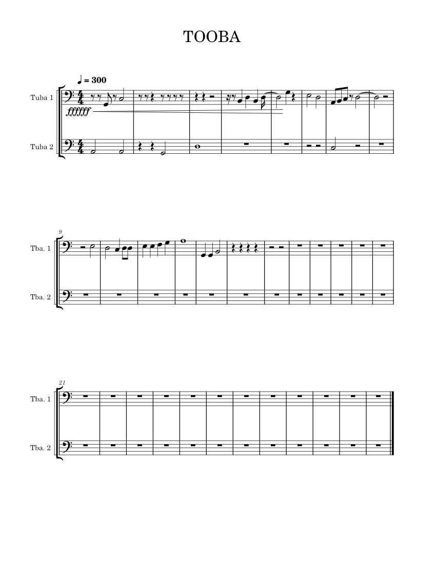 TOOBA Sheet music for Tuba (Solo) | Musescore.com