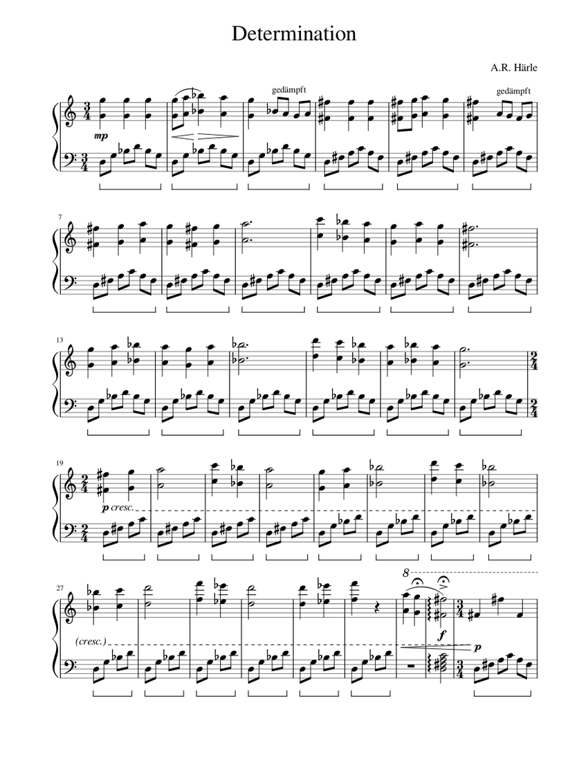 Determination Sheet music for Piano (Solo) Easy | Musescore.com