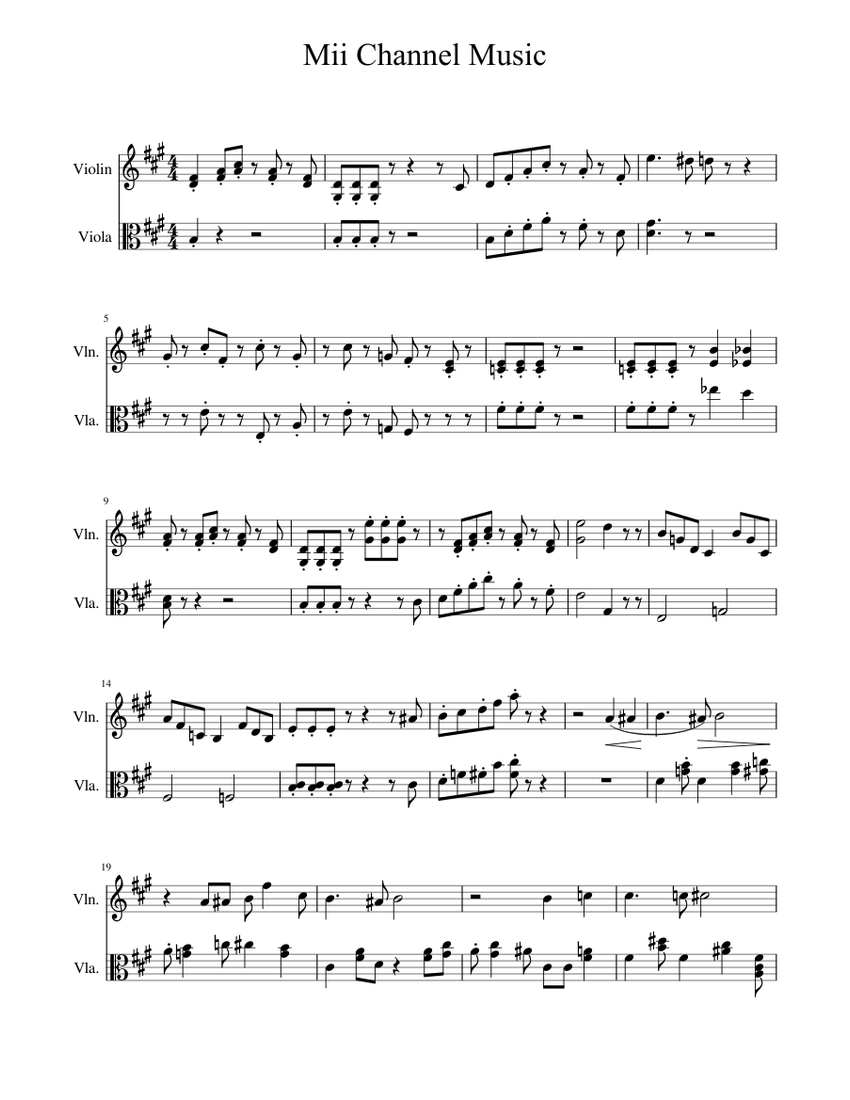 Mii Channel Music Sheet music for Violin, Viola (Mixed Trio ...