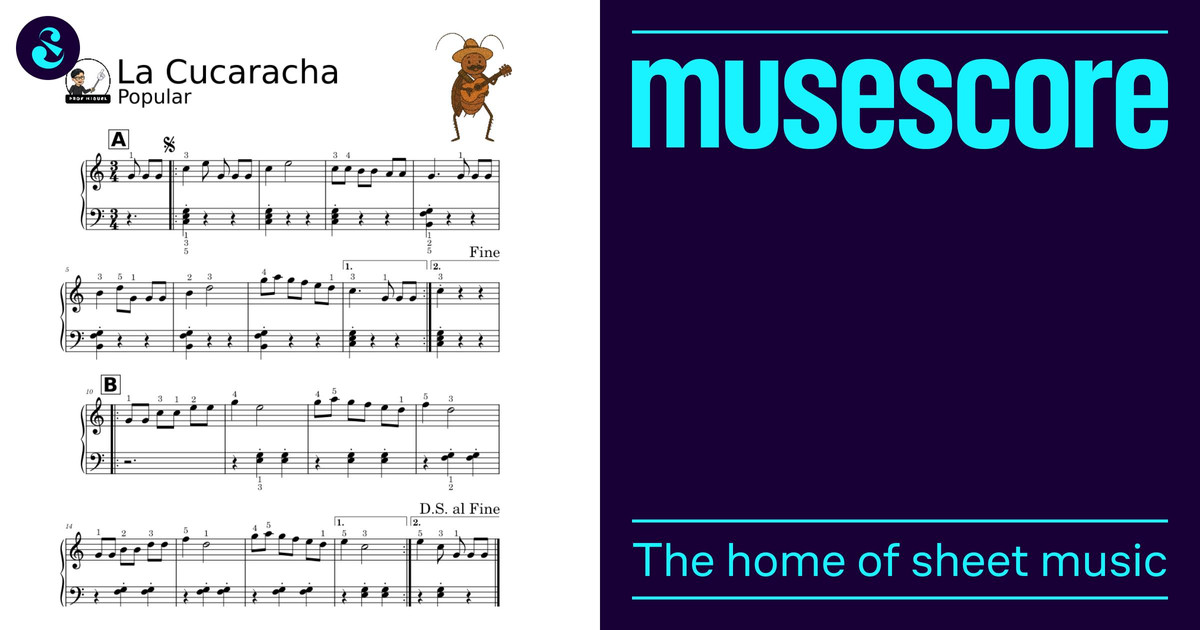 La Cucaracha – Misc Traditional Sheet Music for Piano (Solo) easy ...