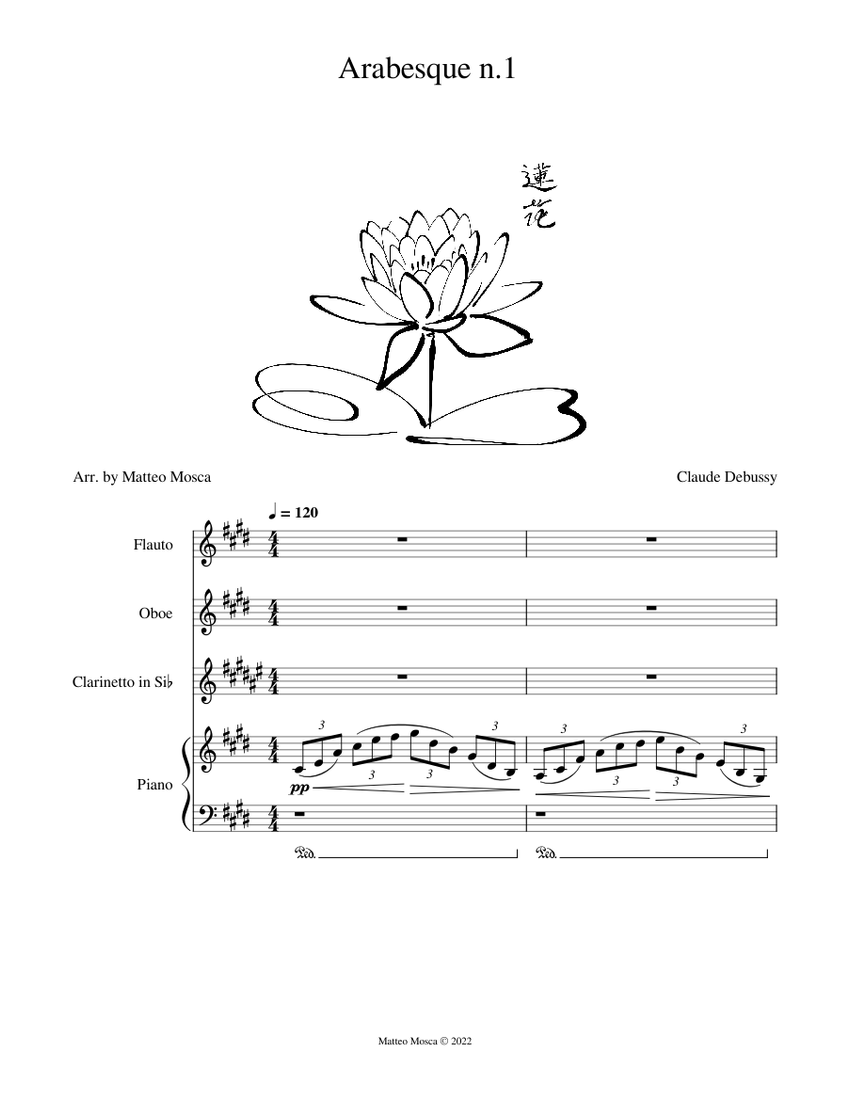 Arabesque 1 Sheet Music for Piano, Flute, Oboe, Clarinet in b-flat ...