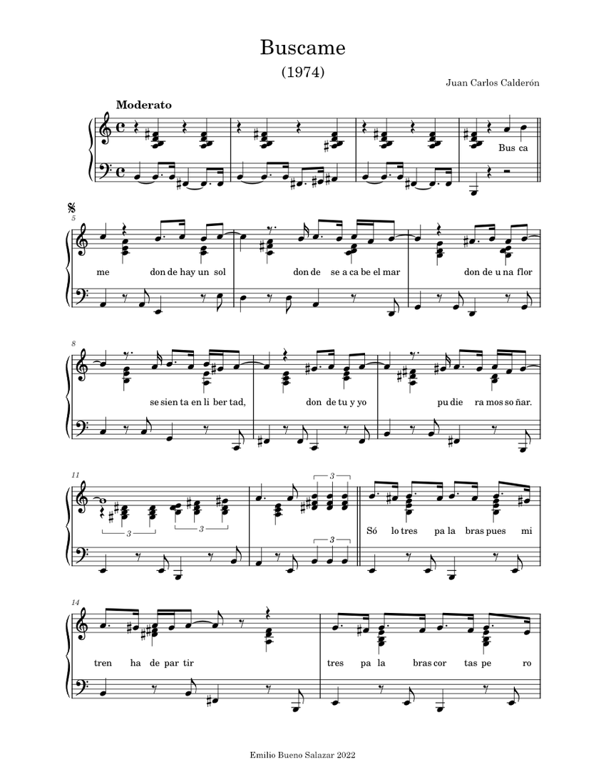 Buscame – Sergio y Estibaliz Sheet Music for Piano (Piano-Voice) easy ...