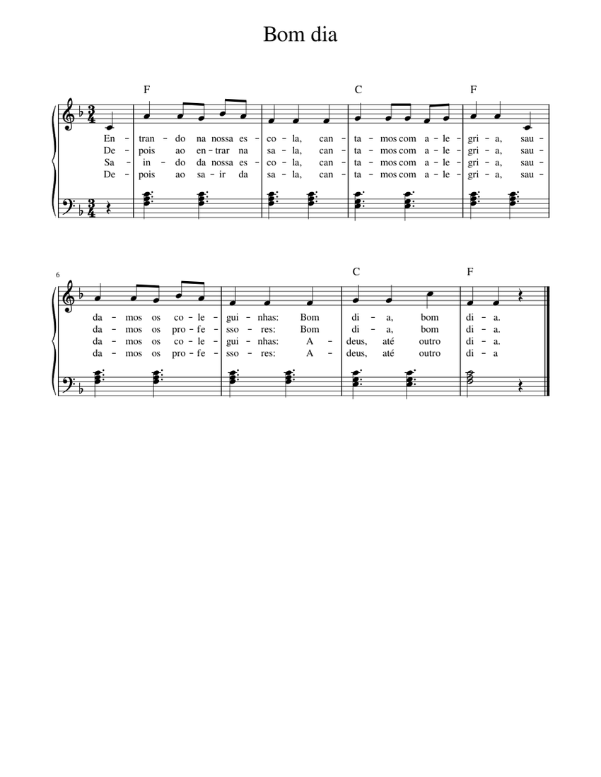 Bom dia Sheet music for Piano (Solo) Easy | Musescore.com