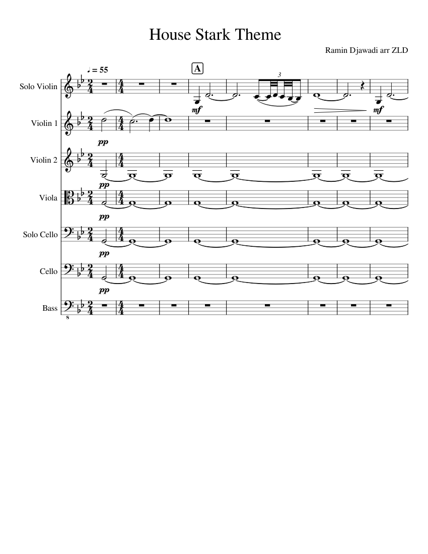 Game of Thrones: Stark Theme Sheet Music for Piano (String Orchestra ...