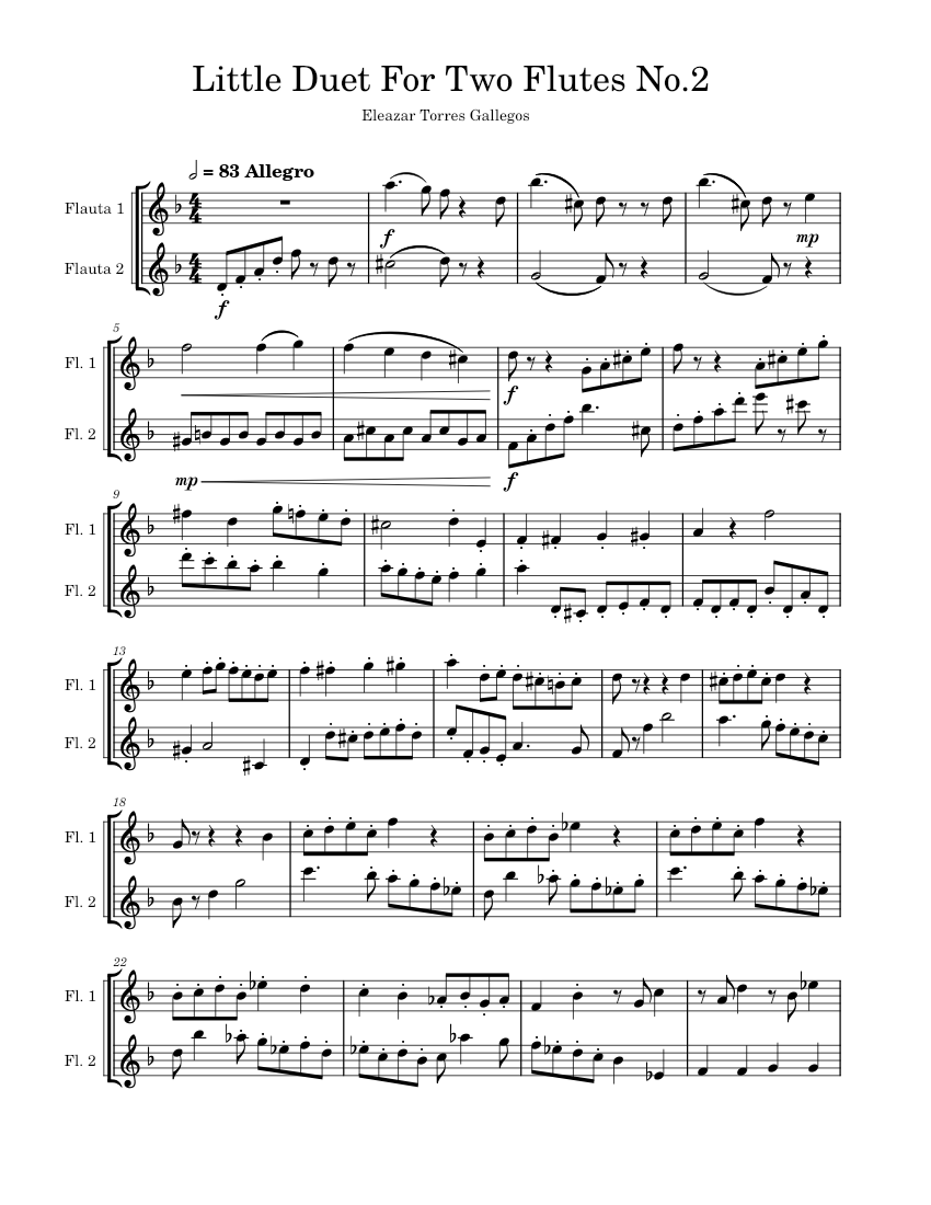 Little_Duet_For_Two_Flutes_no.2 In D minor Sheet music for Flute ...