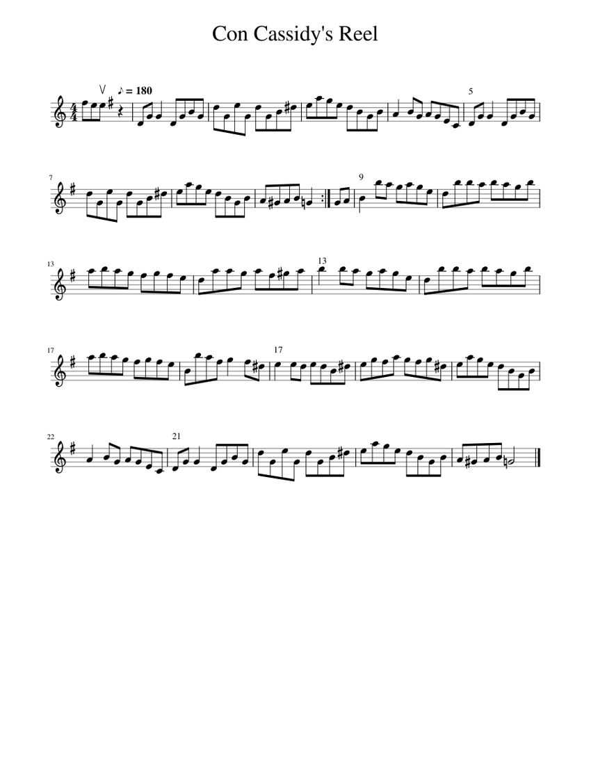 Con Cassidy's Reel Sheet music for Piano (Solo) | Musescore.com