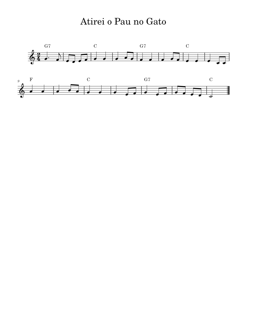 Atirei o pau no gato – Misc Traditional Atirei o Pau no Gato Sheet ...