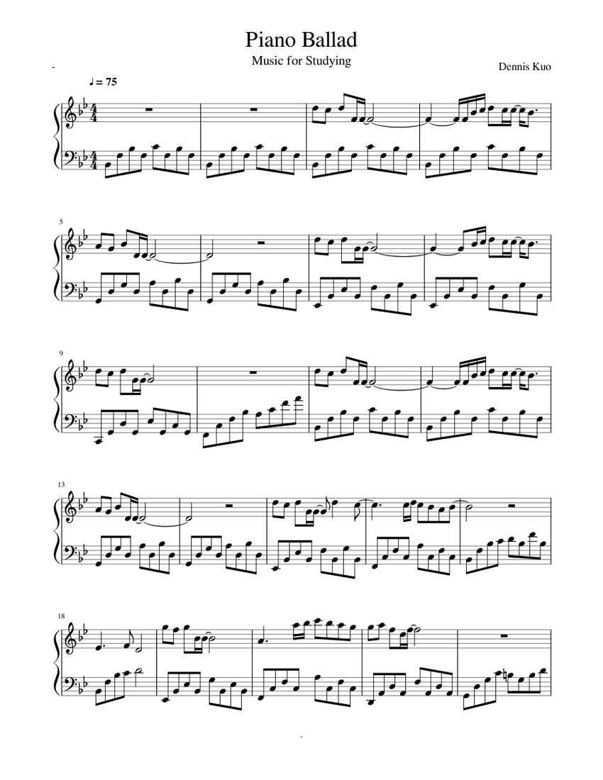 Piano Ballad – Dennis Kuo - piano tutorial