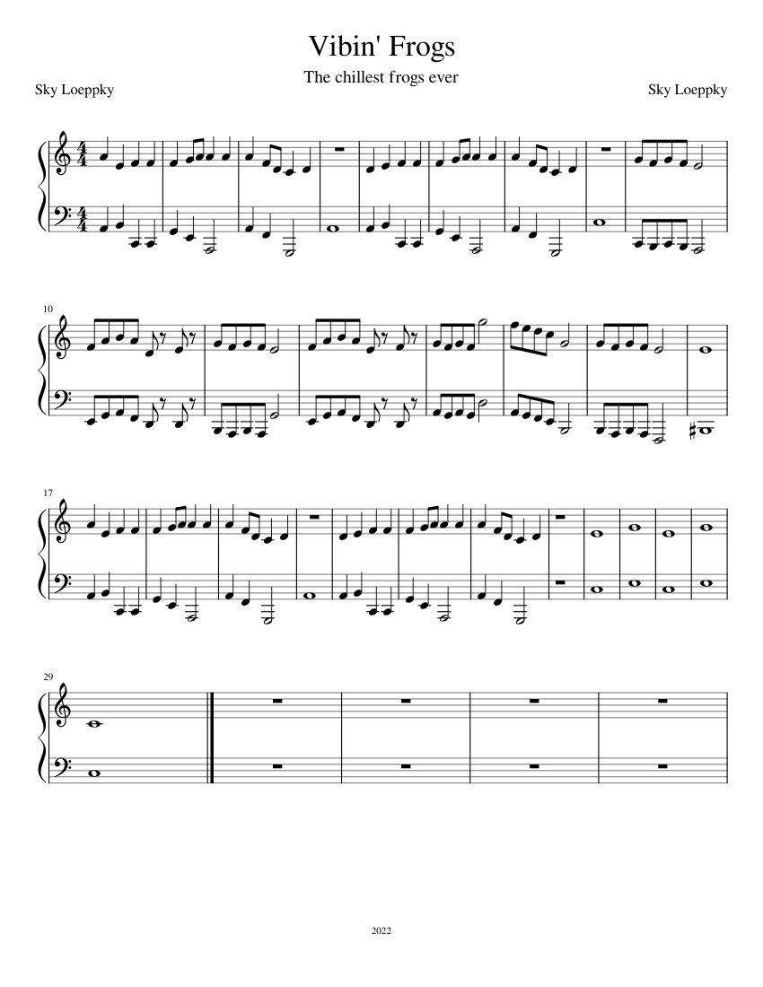Vibin' Frogs Sheet music for Piano (Piano Four Hand) Easy | Musescore.com