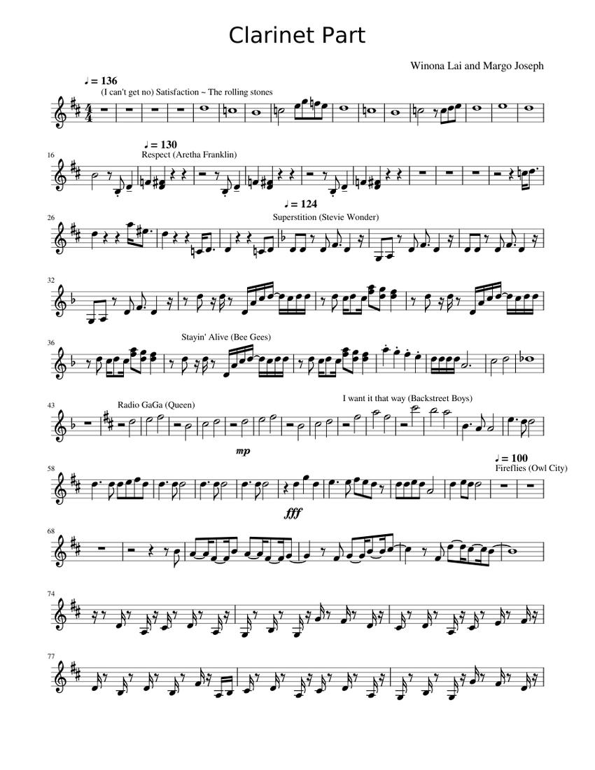 Clarinet Part Sheet music for Clarinet in b-flat (Solo) | Musescore.com