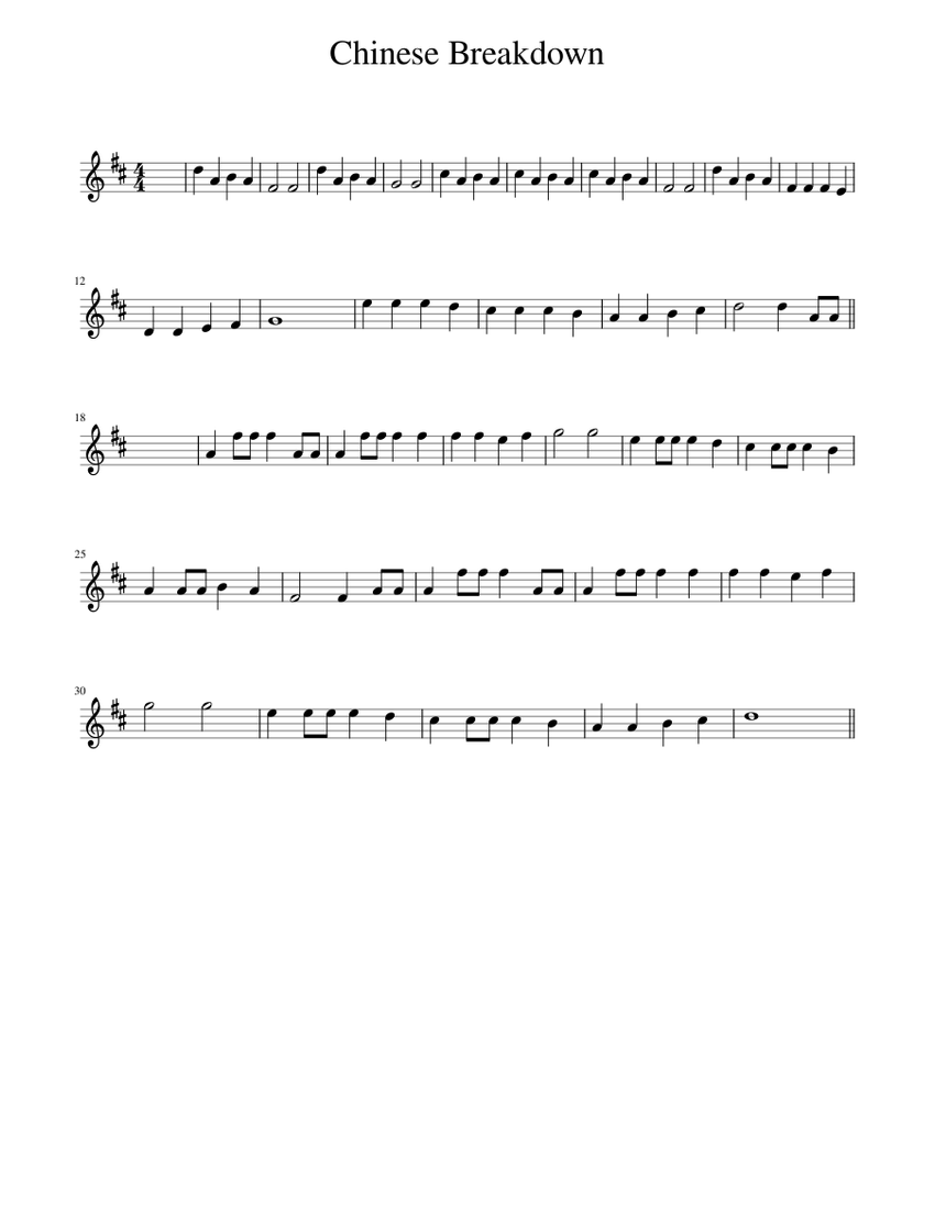 Chinese Breakdown Sheet music for Piano (Solo) | Musescore.com