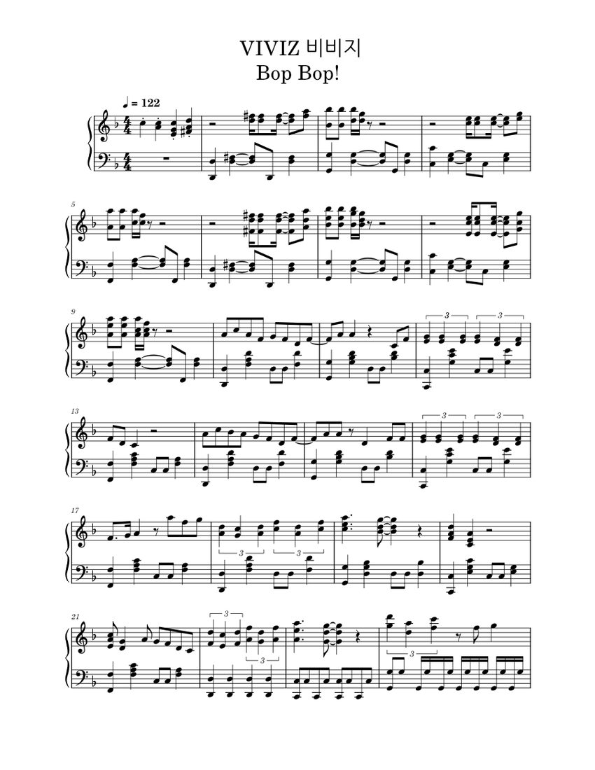 Bop Bop! - Viviz (비비지) piano | cover by 20dB Studio Sheet music for ...