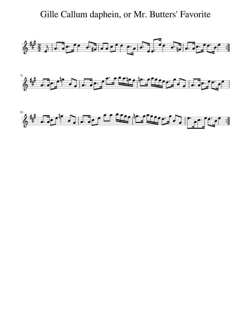 Gille Callum daphein, or Mr. Butters' Favorite Sheet music for Piano ...