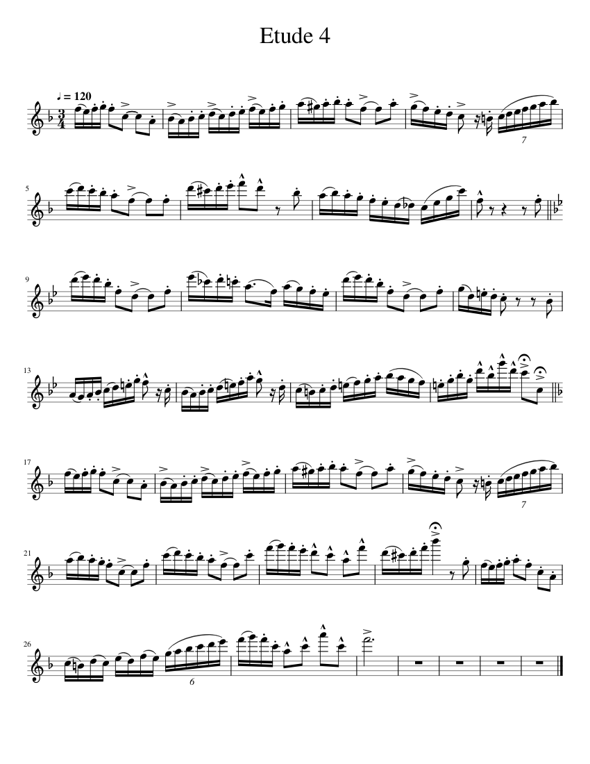 Etude 4 Sheet music for Flute (Solo) | Musescore.com