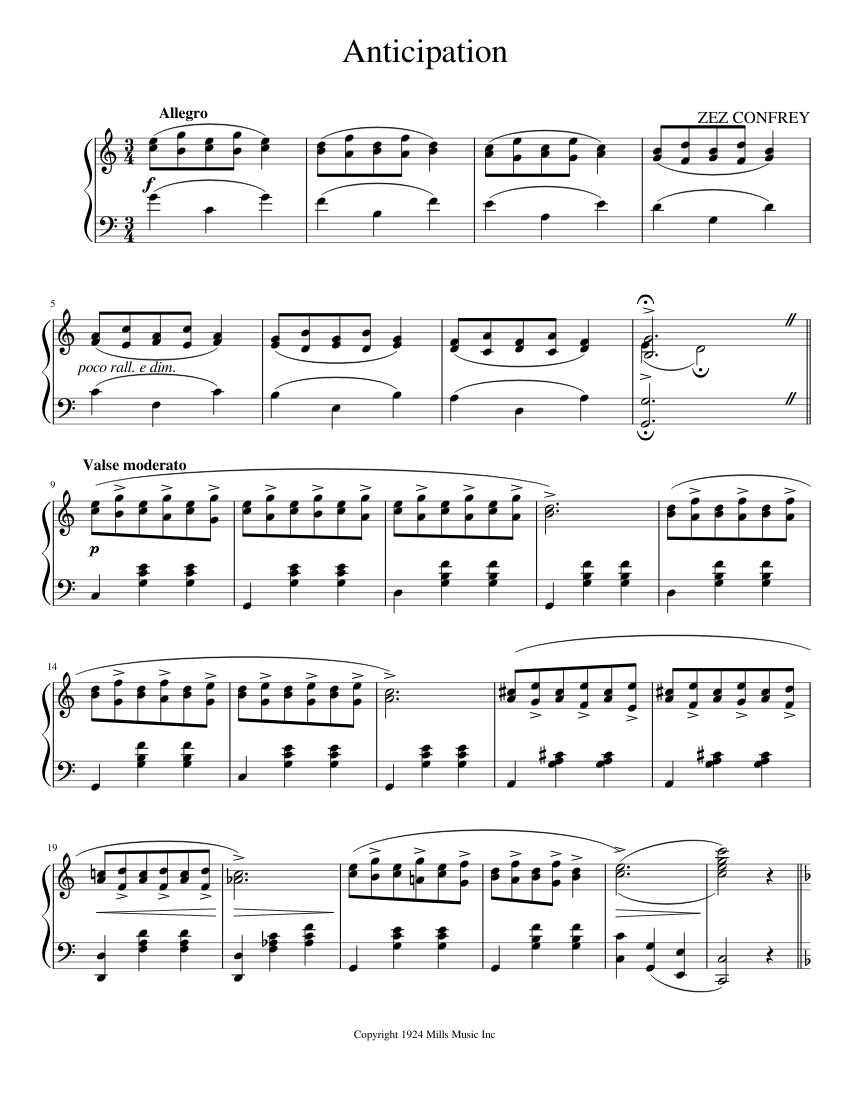 Anticipation (1924) Sheet music for Piano (Solo) | Musescore.com