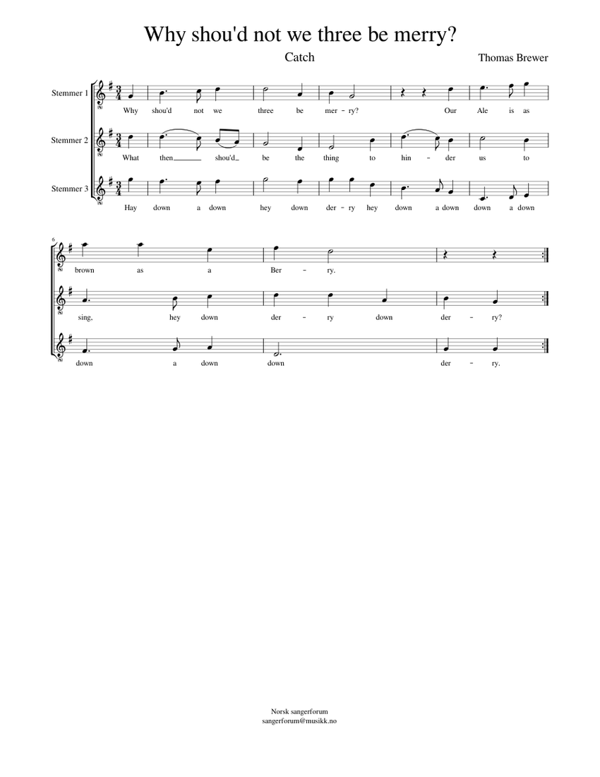 Why shou'd not we three be merry? - piano tutorial