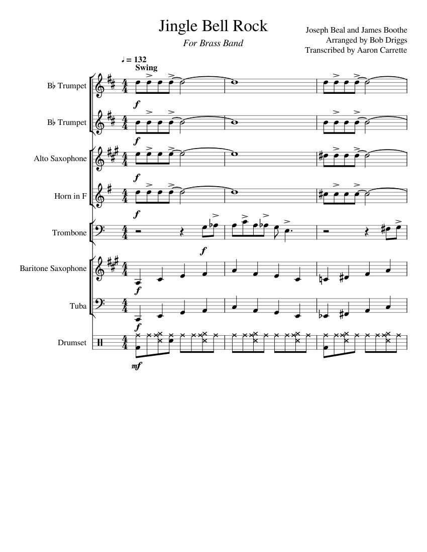 Jingle Bell Rock for brass band Sheet Music for Trombone, Tuba ...
