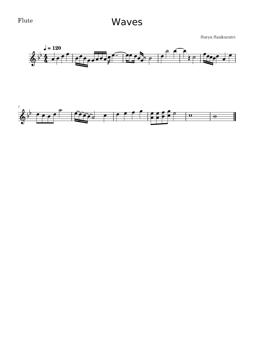 Waves Sheet music for Flute (Solo) | Musescore.com