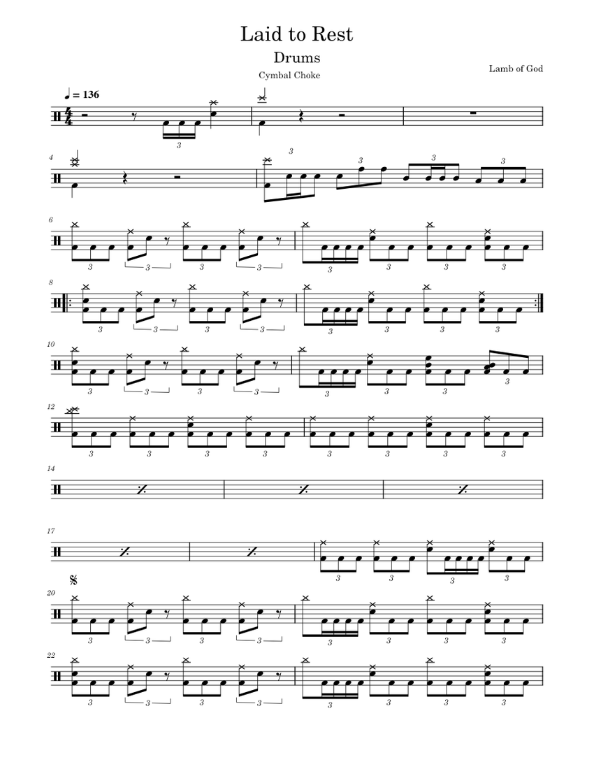 Laid to Rest Sheet Music for Drum group (Solo) | MuseScore.com