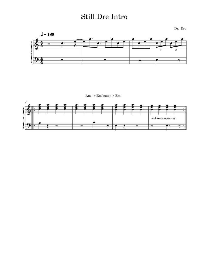 Still D.R.E. – Dr. Dre Sheet Music for Piano (Solo) easy | MuseScore.com