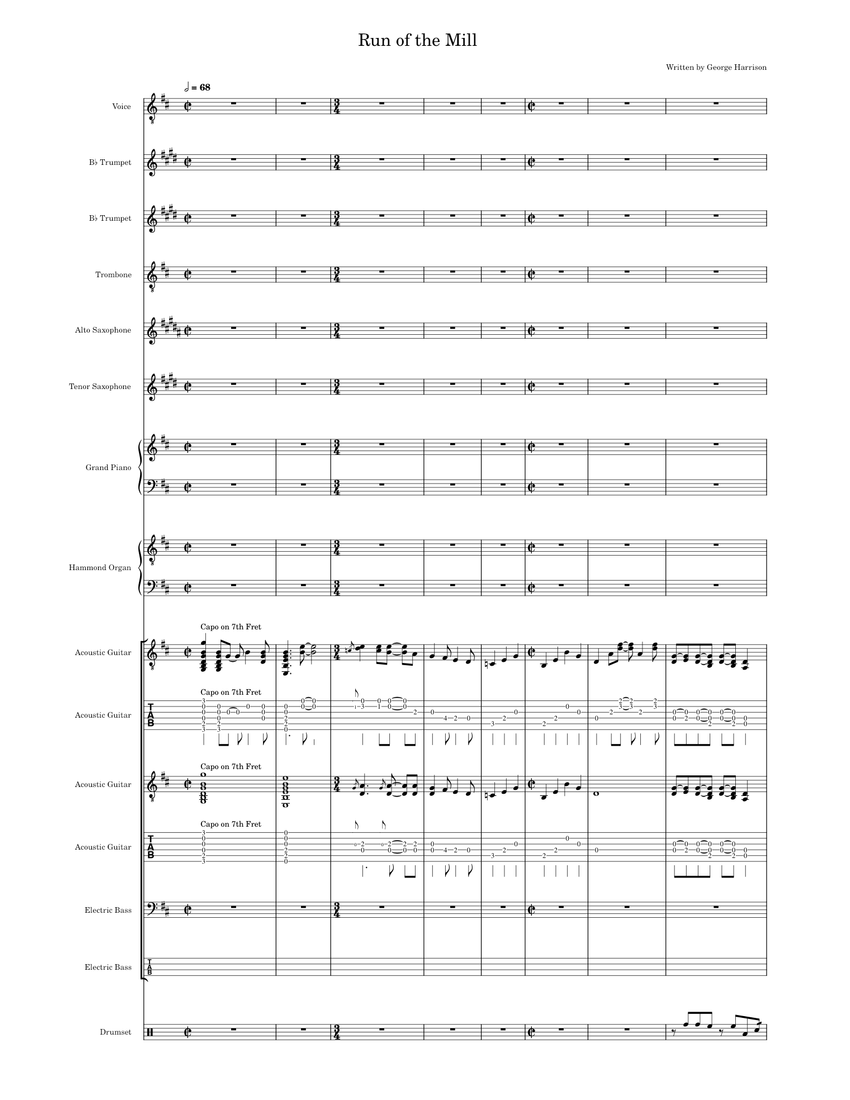 Run of the Mill – George Harrison Sheet Music and Tab with Chords for ...