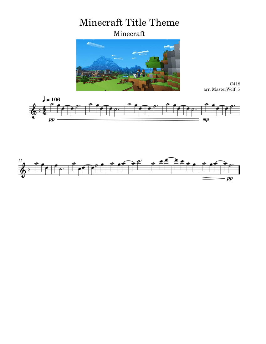 Minecraft Title Theme – C418 Sheet Music for Flute (Solo) | MuseScore.com