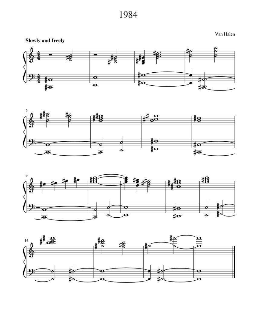1984 Sheet Music for Piano (Solo) easy | MuseScore.com
