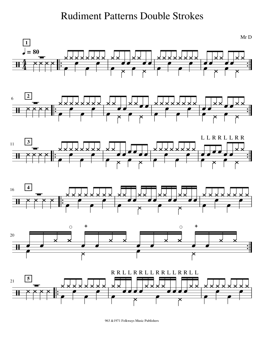 Snare-Hi Hat Rudiment Patters - Double Strokes Sheet music for Drum group (Solo) | Musescore.com