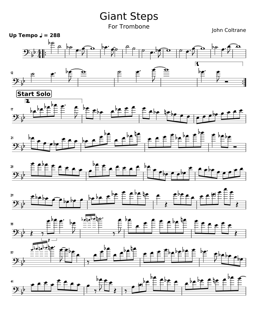 Giant Steps but for Trombone Sheet Music for Trombone (Solo ...