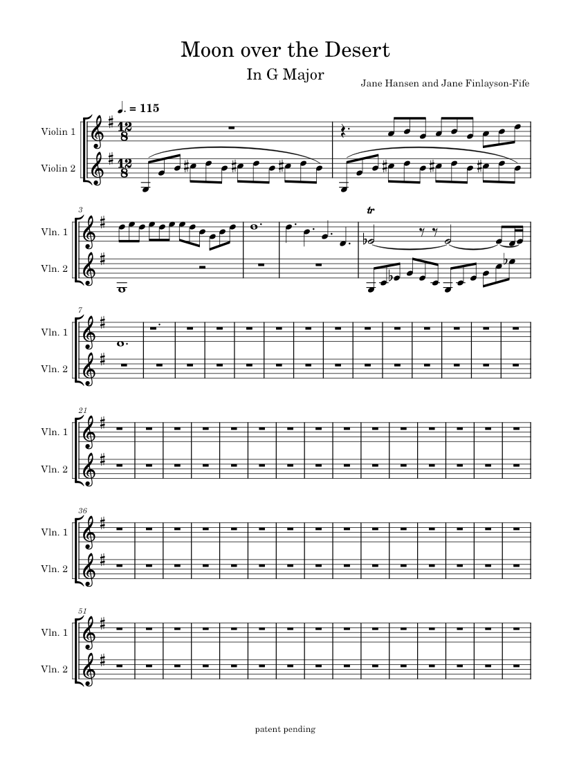 Moon over the Desert Sheet music for Violin (String Duet) | Musescore.com