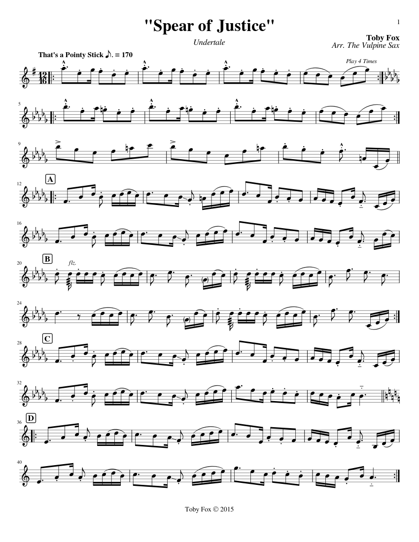 Spear of Justice Tenor Sax Solo Sheet Music for Saxophone tenor (Solo ...