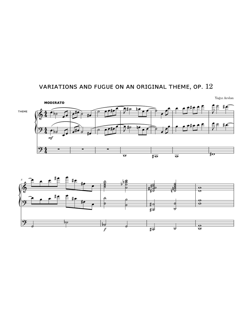 Variations and Fugue on an Original Theme, Op. 12 Sheet music for Organ ...