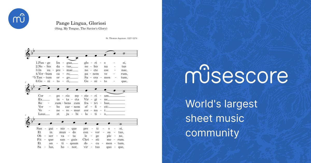 Pange Lingua, Gloriosi - Latin Chant Version Sheet Music for Piano ...