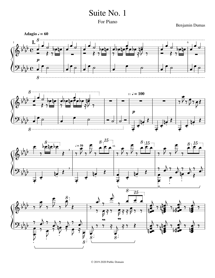 Suite No. 1 Sheet music for Piano (Solo) | Musescore.com