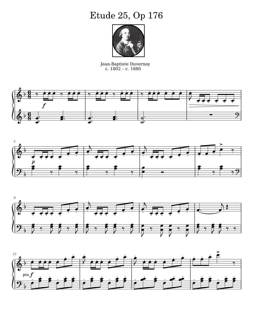 Elementary Studies (op 176) Etude 25 by Jean Baptiste Duvernoy Sheet ...