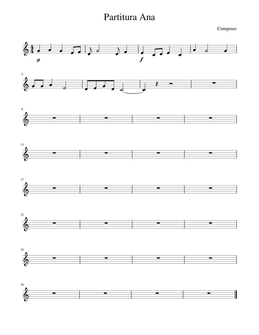Partitura Ana Sheet music for Piano (Solo) Easy | Musescore.com