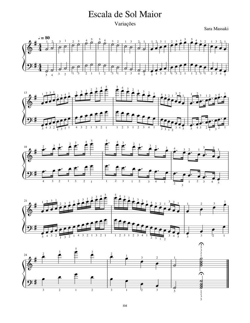 Escala de Sol Maior Sheet Music for Piano (Solo) | MuseScore.com