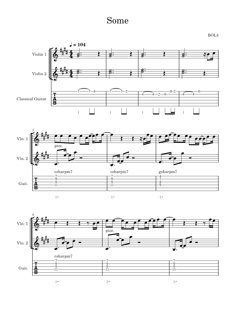 Bol4 - Some (violin and guitar) Sheet Music and Tab for Violin, Guitar ...