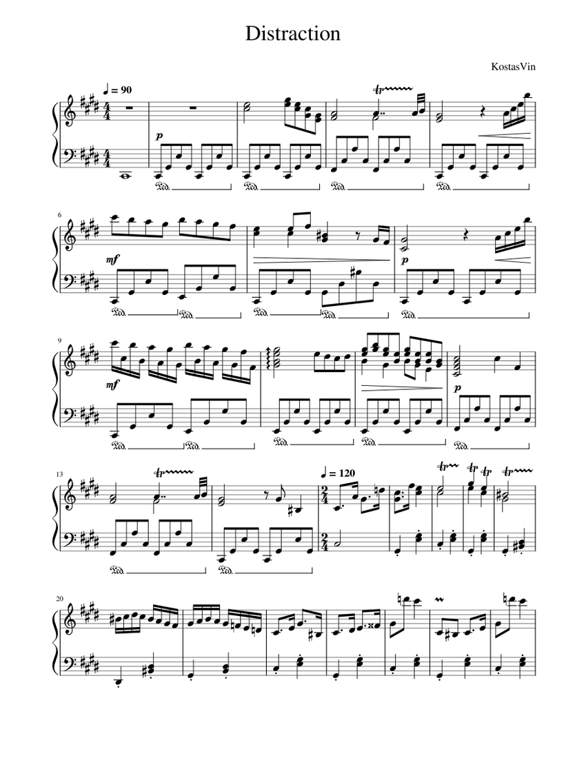 Distraction Sheet music for Piano (Solo) | Musescore.com