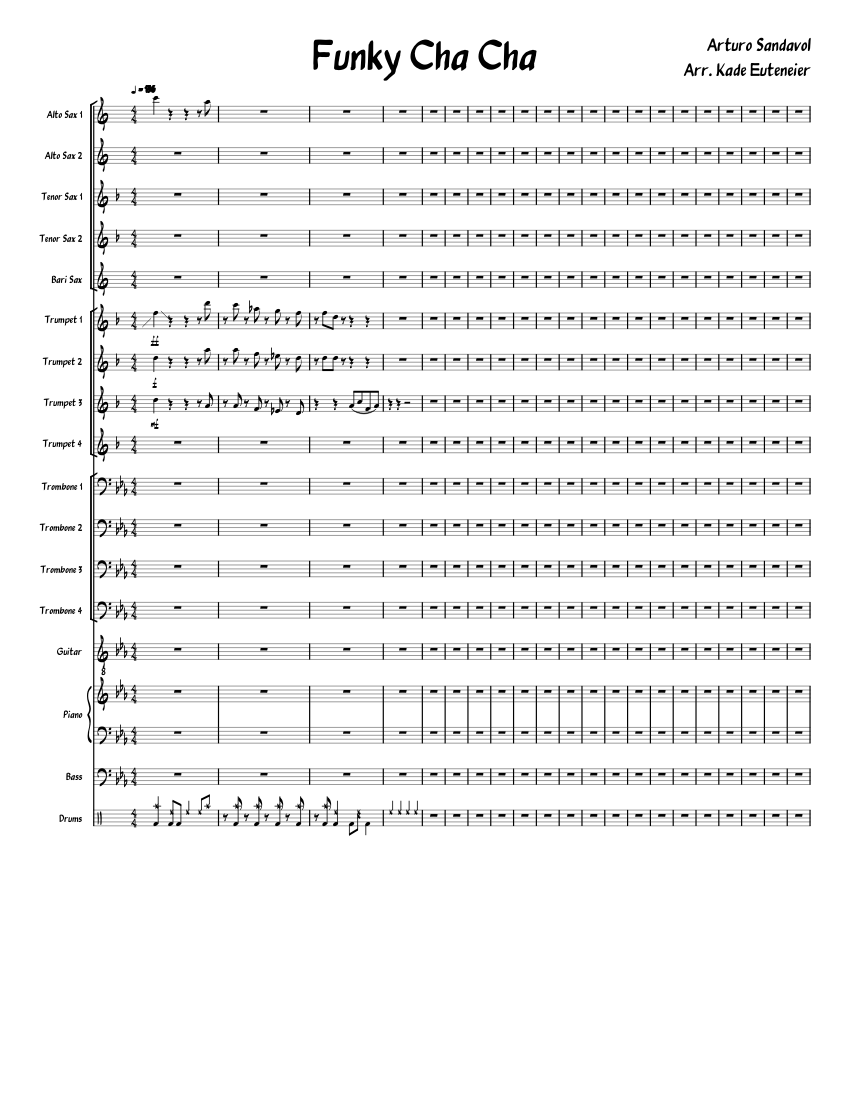 Funky Cha Cha Sheet music for Piano, Trombone, Saxophone alto ...
