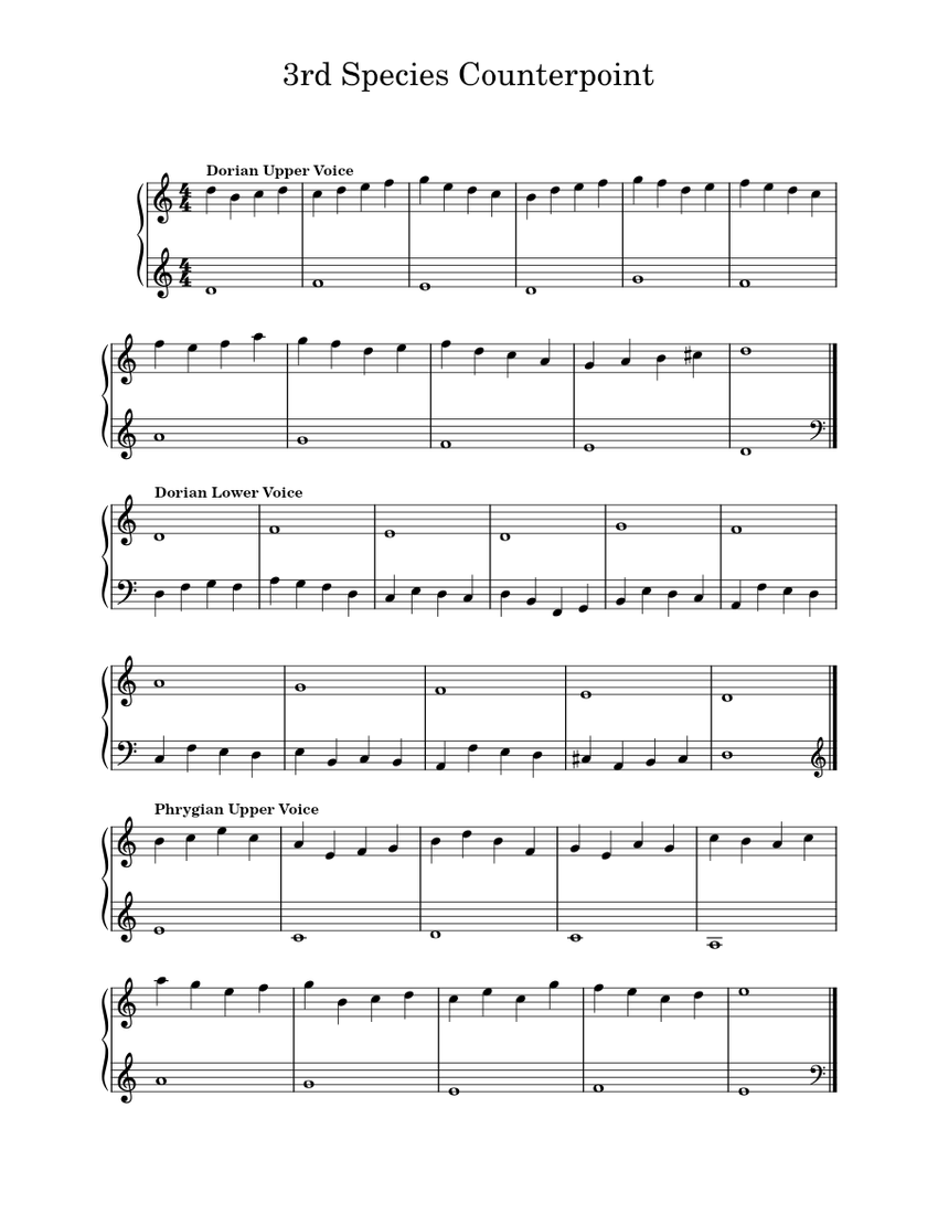 3rd Species Counterpoint Sheet music for Piano (Solo) Easy | Musescore.com