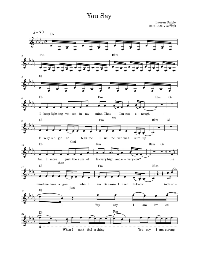 You say 악보 완성본 Sheet Music with Chords for Piano (Solo) Easy ...
