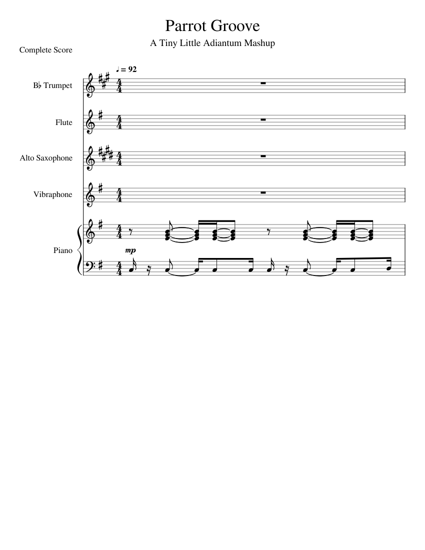 Parrot_Groove remade Sheet music for Piano, Flute, Saxophone alto ...