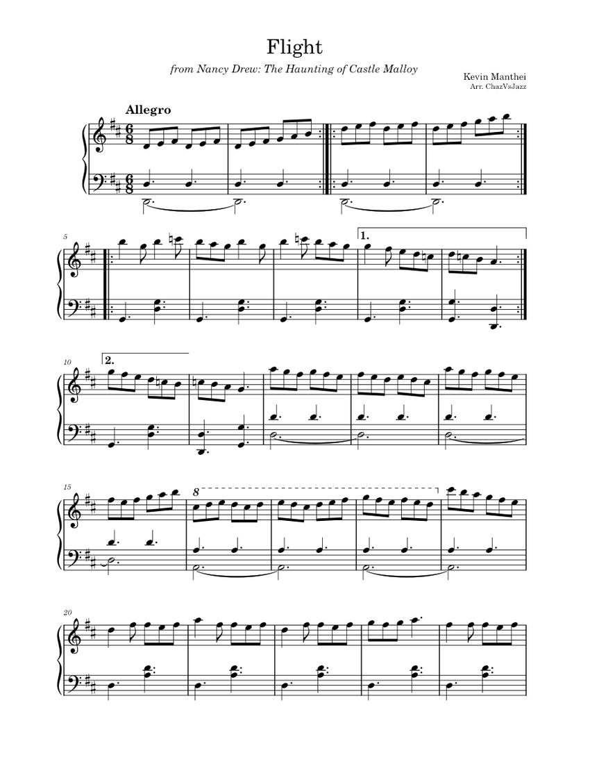 Flight Sheet music for Piano (Solo) Easy | Musescore.com