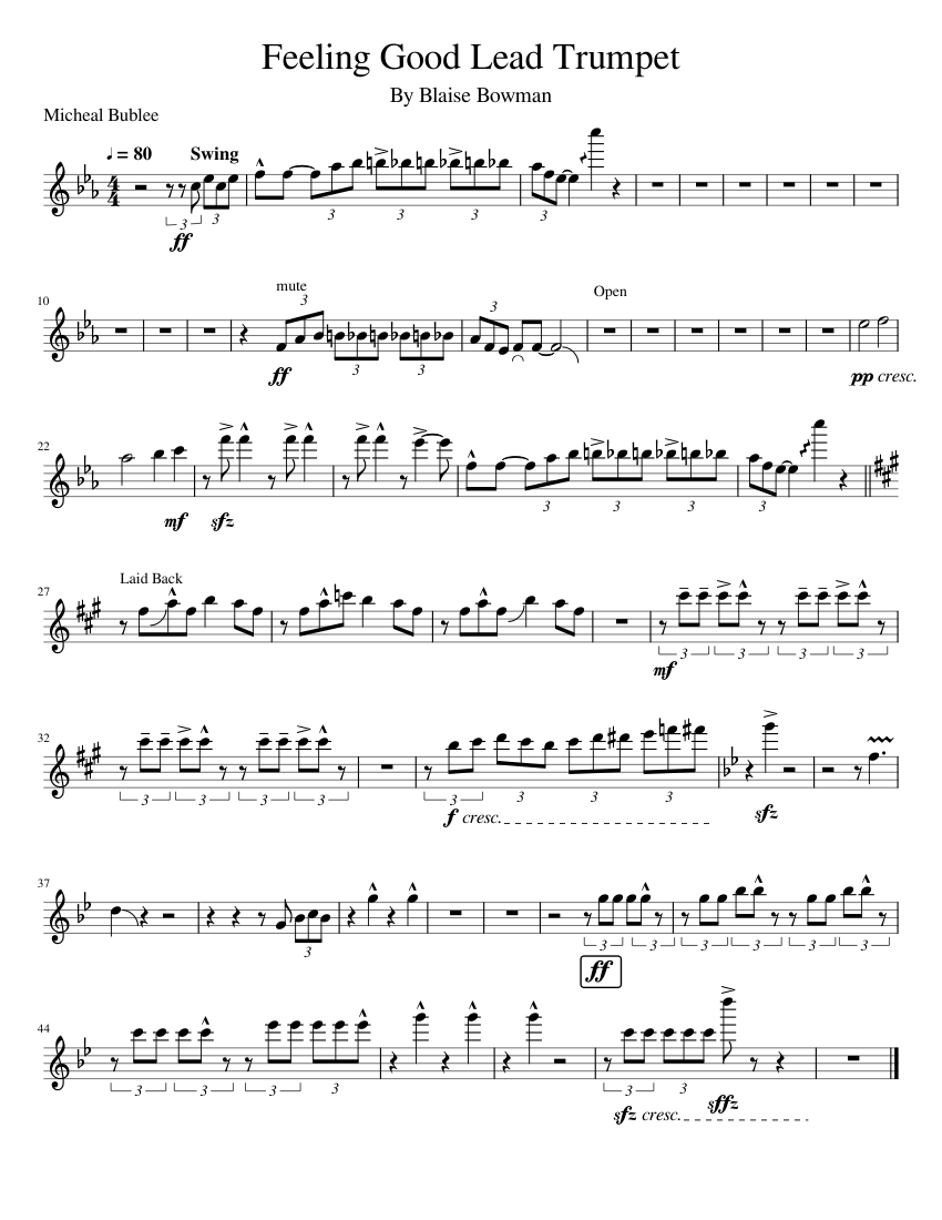 Feeling Good Lead Trumpet Sheet Music for Trumpet in b-flat (Solo ...