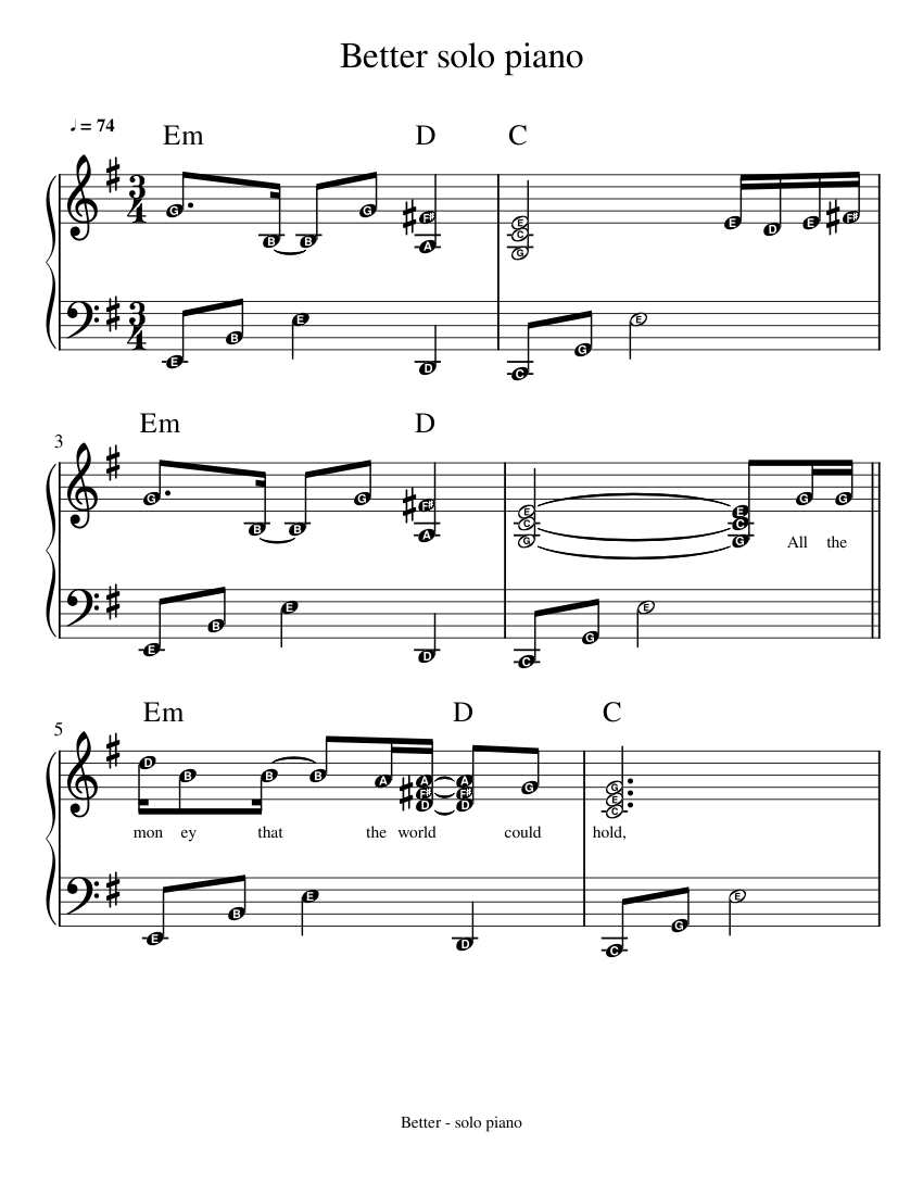 Better Sheet music for Piano (Solo) | Musescore.com