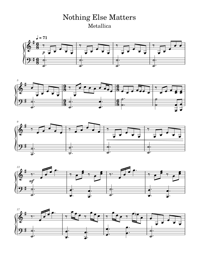Nothing else matters – Metallica Nothing Else Matters Sheet music for ...