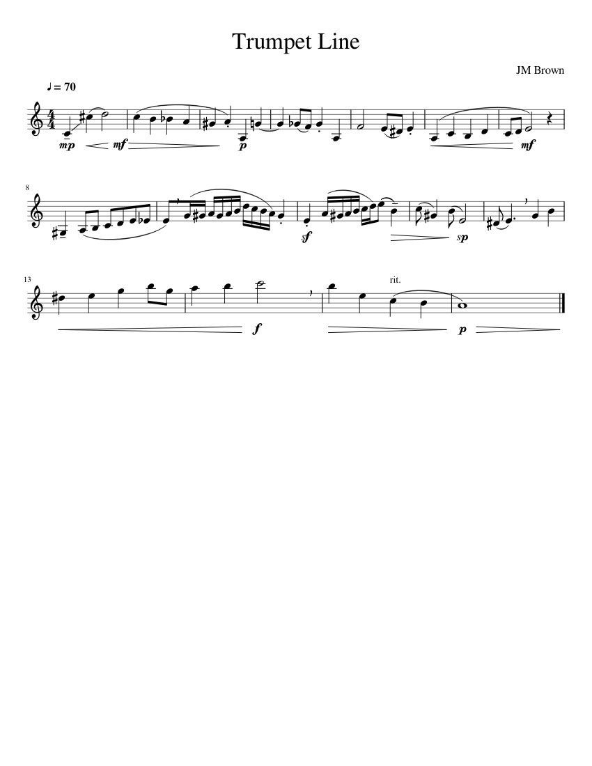Trumpet Line Sheet music for Trumpet in b-flat (Solo) | Musescore.com