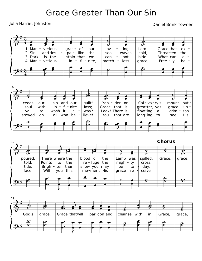 Grace Greater Than Our Sin Sheet music for Piano (Solo) | Musescore.com